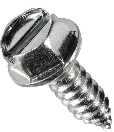 LICENSE PLATE SCREW #14 X 3/4 SLOTTED HEX WASHER (50/BX)