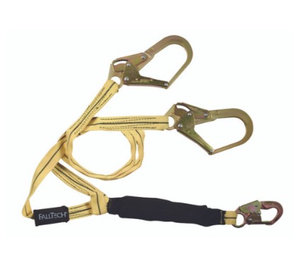 FALLTECH 6' SAL Y-LEGS (DOUBLE LEG) LANYARD- ELASTECH WITH REBAR HOOKS