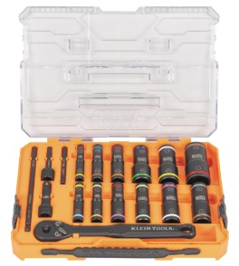 KLEIN KNECT DEEP WALL IMPACT SOCKET SET 3/8 DR 18 PCS
