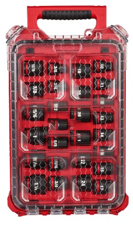 MILWAUKEE 1/2"DR 27PC SHOCKWAVE IMPACT METRIC & SAE SOCKET PACKOUT SET