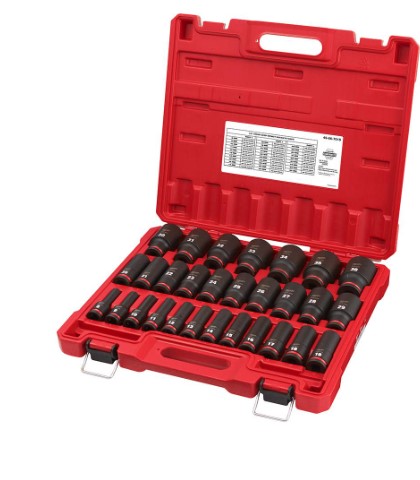 MILWAUKEE 1/2"DR 26PC SHOCKWAVE IMPACT METRIC DEEP SOCKET SET