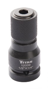 TITAN QUICK CHANGE IMPACT ADAPTER 1/2" SQ x 1/4" HEX
