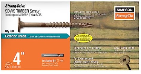 SIMPSON SD SDWS DOUBLE BARRIER TIMBER SCREW .220 x 4"