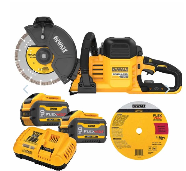 DEWALT 60V MAX 9.0AH B/L FLEXVOLT 9" CUT OFF SAW KIT 2 BATTERIES
