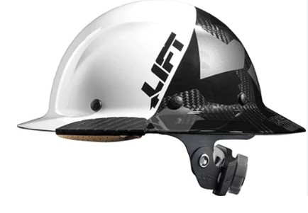 LIFT SAFETY HARD HAT DAX 50 CARBON FIBER FULL BRIM (TWO-TONE BLACK/WHITE)